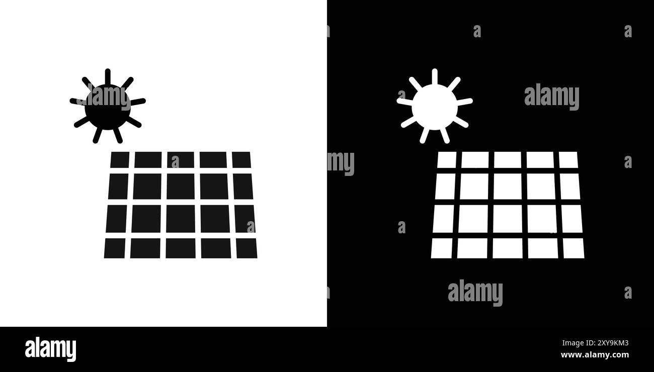 Solar Energy Icon logo sign vector outline in black and white color ...