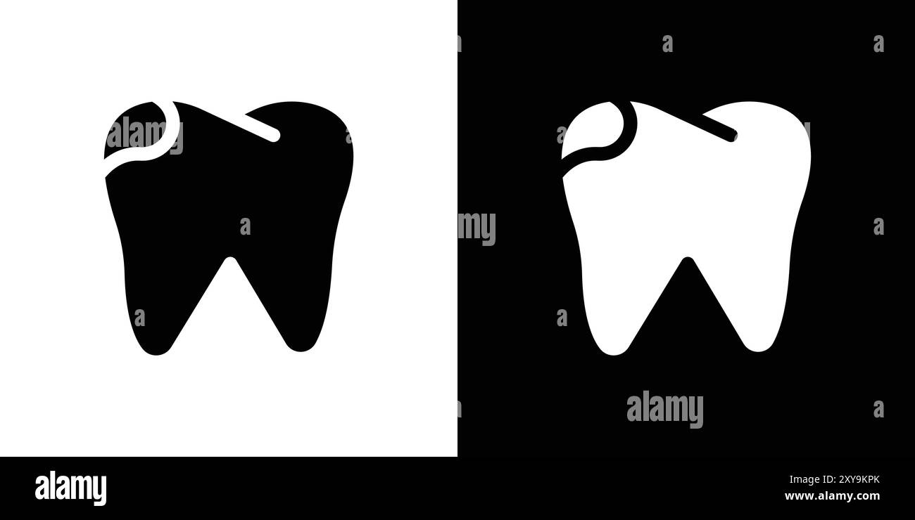 Tooth with caries icon logo sign vector outline in black and white ...