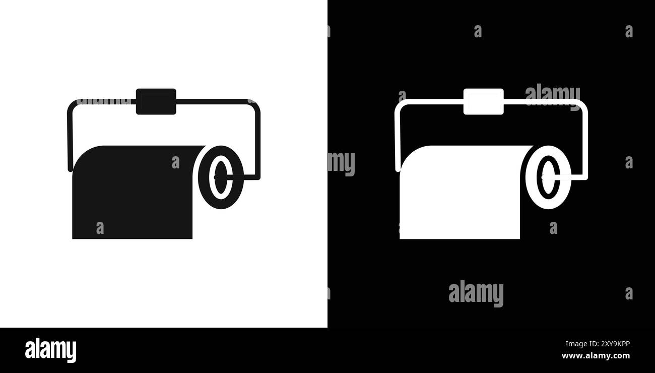 Toilet paper roll icon logo sign vector outline in black and white ...