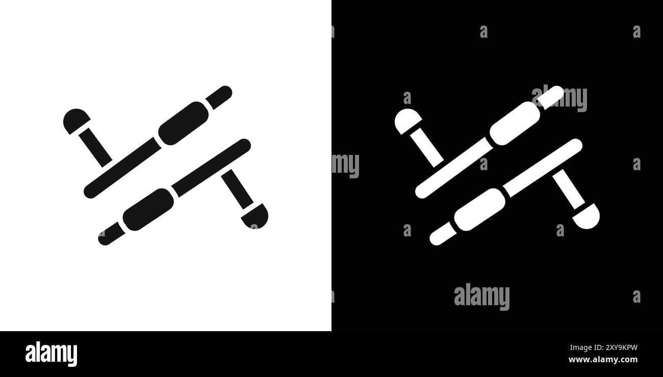 tonfa icon logo sign vector outline in black and white color Stock ...