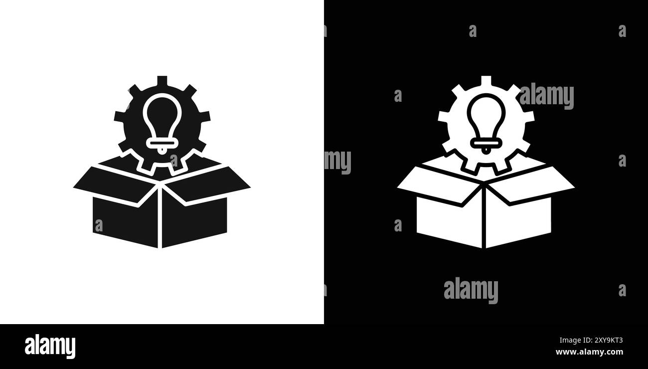 Think out of box idea icon logo sign vector outline in black and white ...