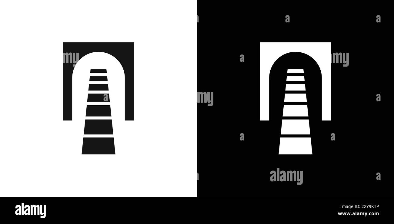 Tunnel mining industry icon logo sign vector outline in black and white ...