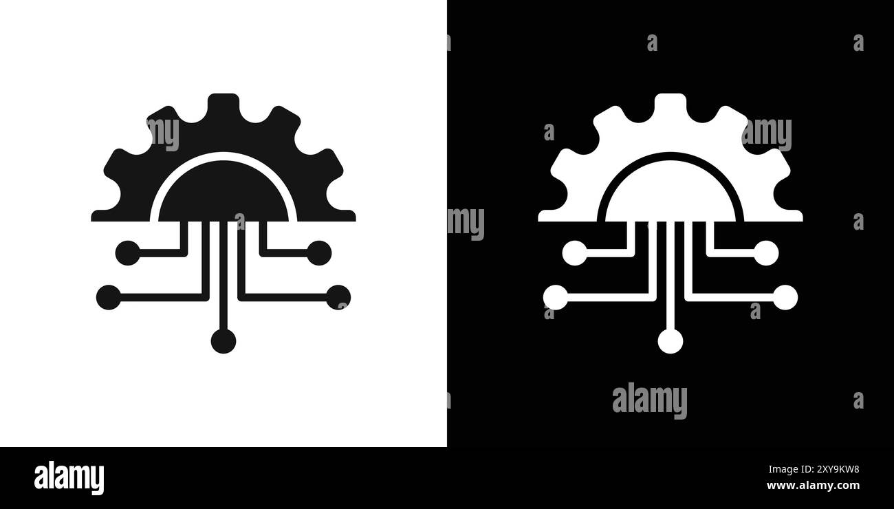 technology icon logo sign vector outline in black and white color Stock ...
