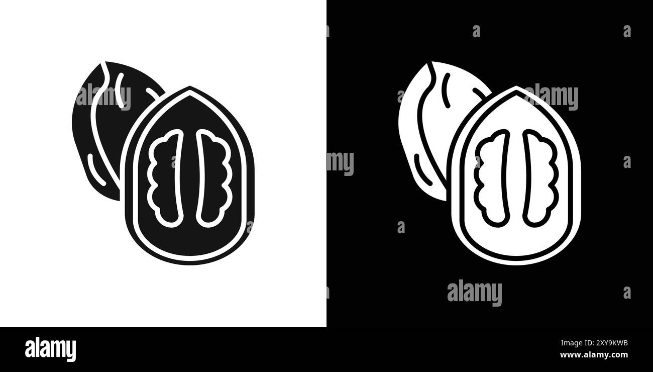 Walnut icon logo sign vector outline in black and white color Stock Vector Image & Art - Alamy