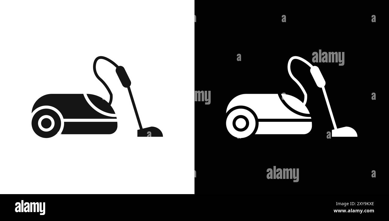 Vacuum cleaner Icon logo sign vector outline in black and white color ...