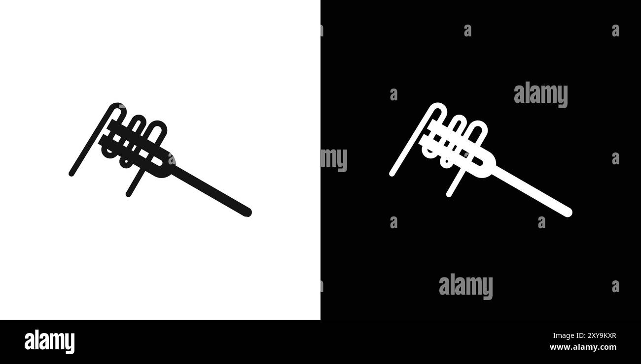 Spaghetti on a fork icon logo sign vector outline in black and white ...