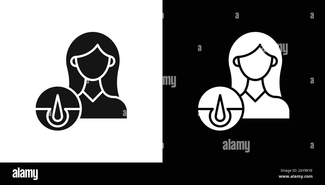 Trichologist icon logo sign vector outline in black and white color ...
