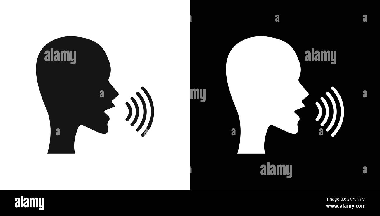 Voice recognition icon logo sign vector outline in black and white ...