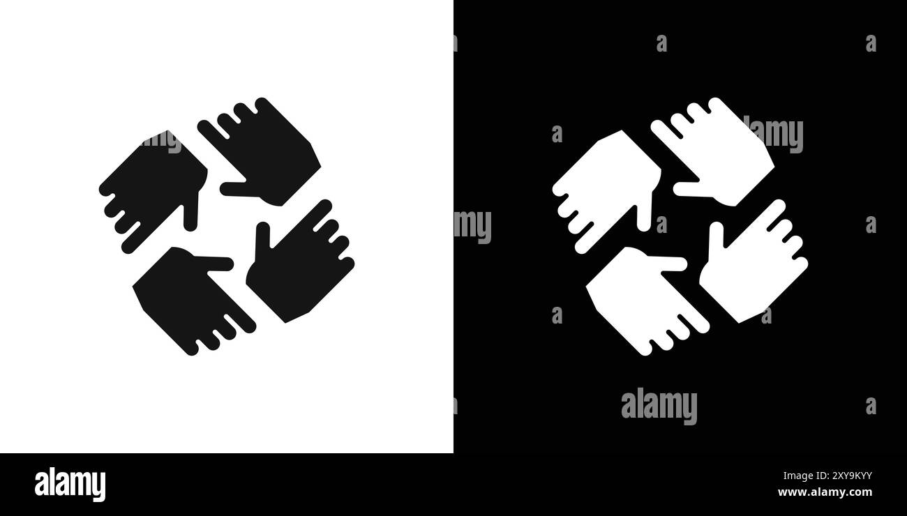 Unity and teamwork icon logo sign vector outline in black and white ...