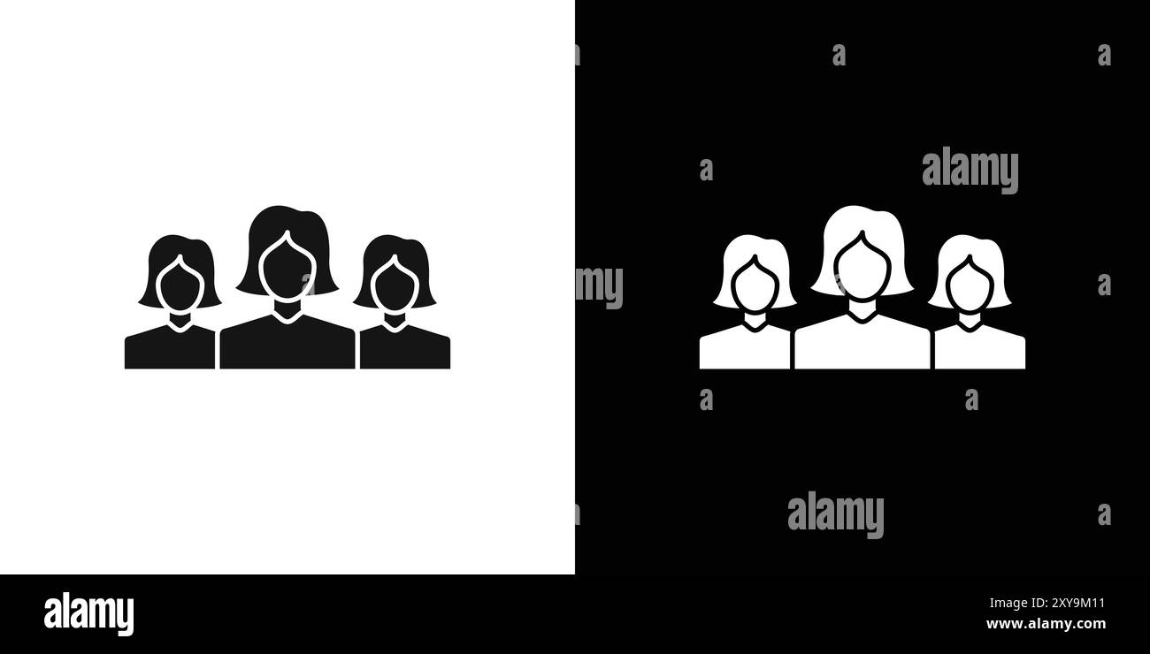 women team icon logo sign vector outline in black and white color Stock ...