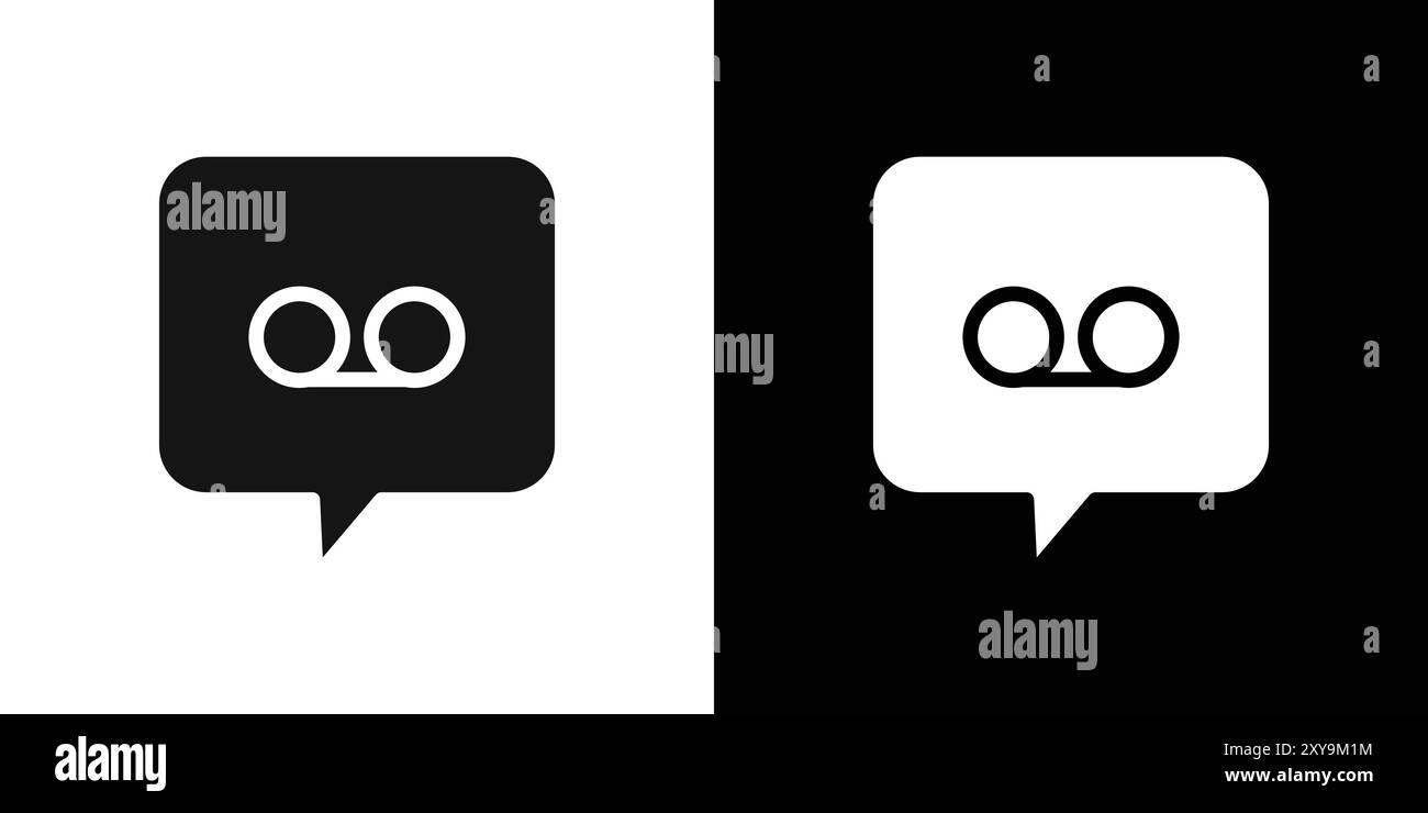 Voicemail icon (2) logo sign vector outline in black and white color ...