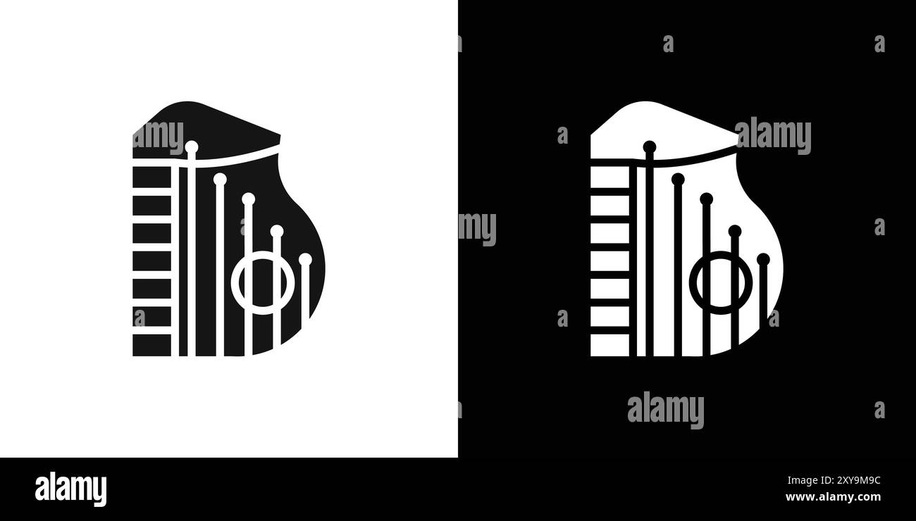 zither icon logo sign vector outline in black and white color Stock ...