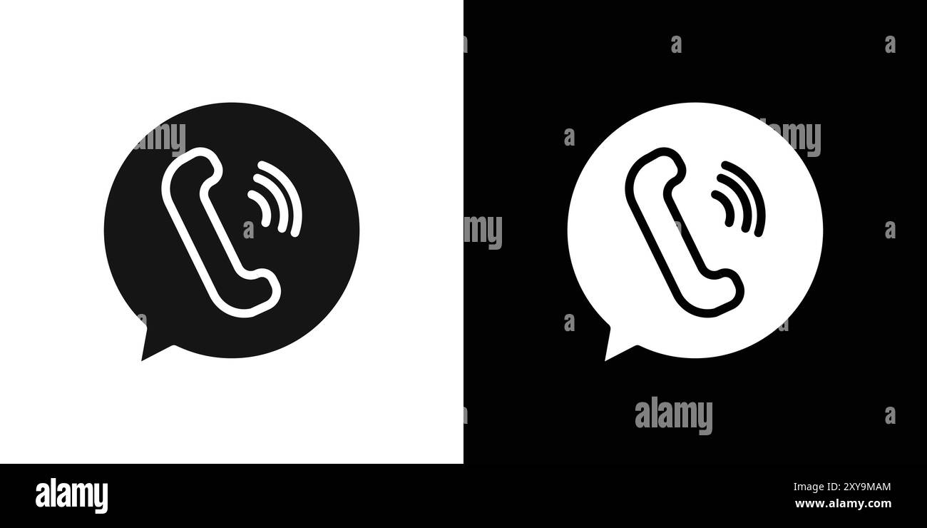 Telephone phone call icon logo sign vector outline in black and white ...