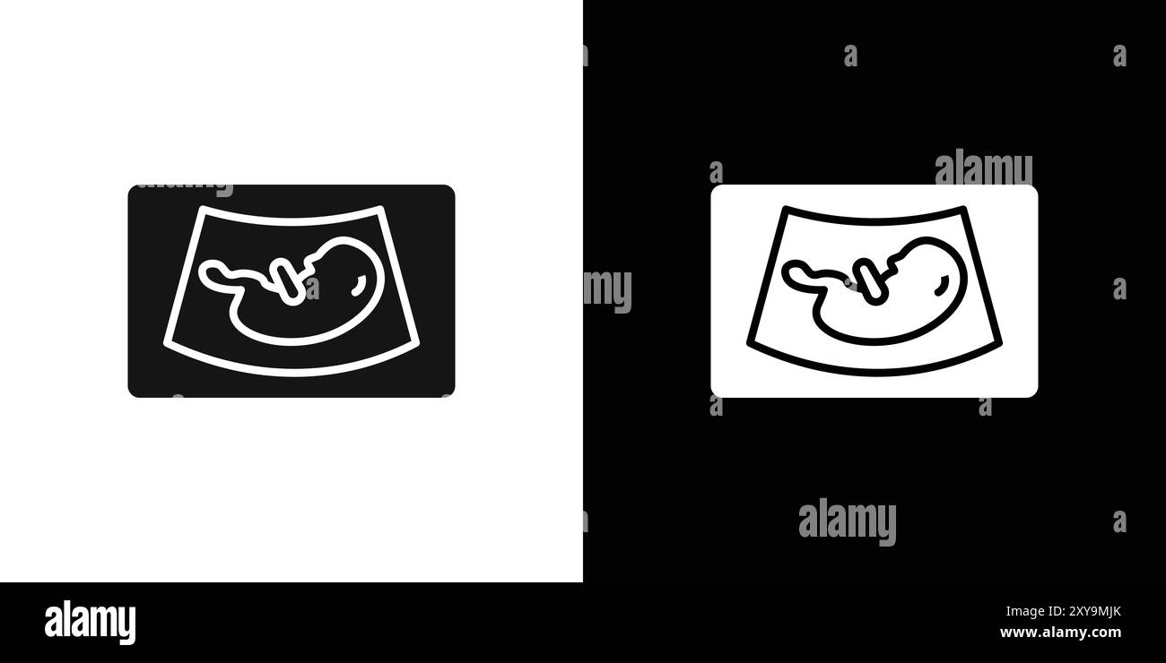 Ultrasonography icon logo sign vector outline in black and white color ...