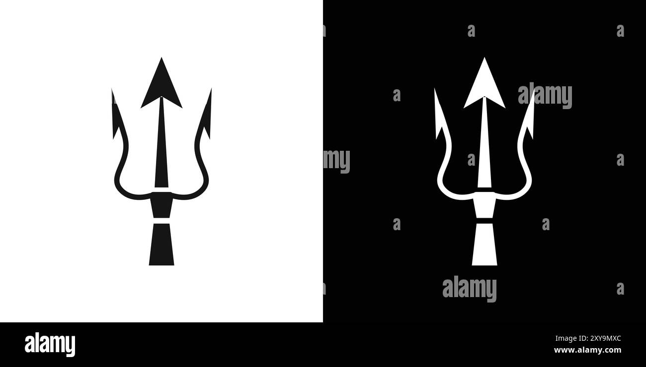 trident and poseidon icon logo sign vector outline in black and white ...