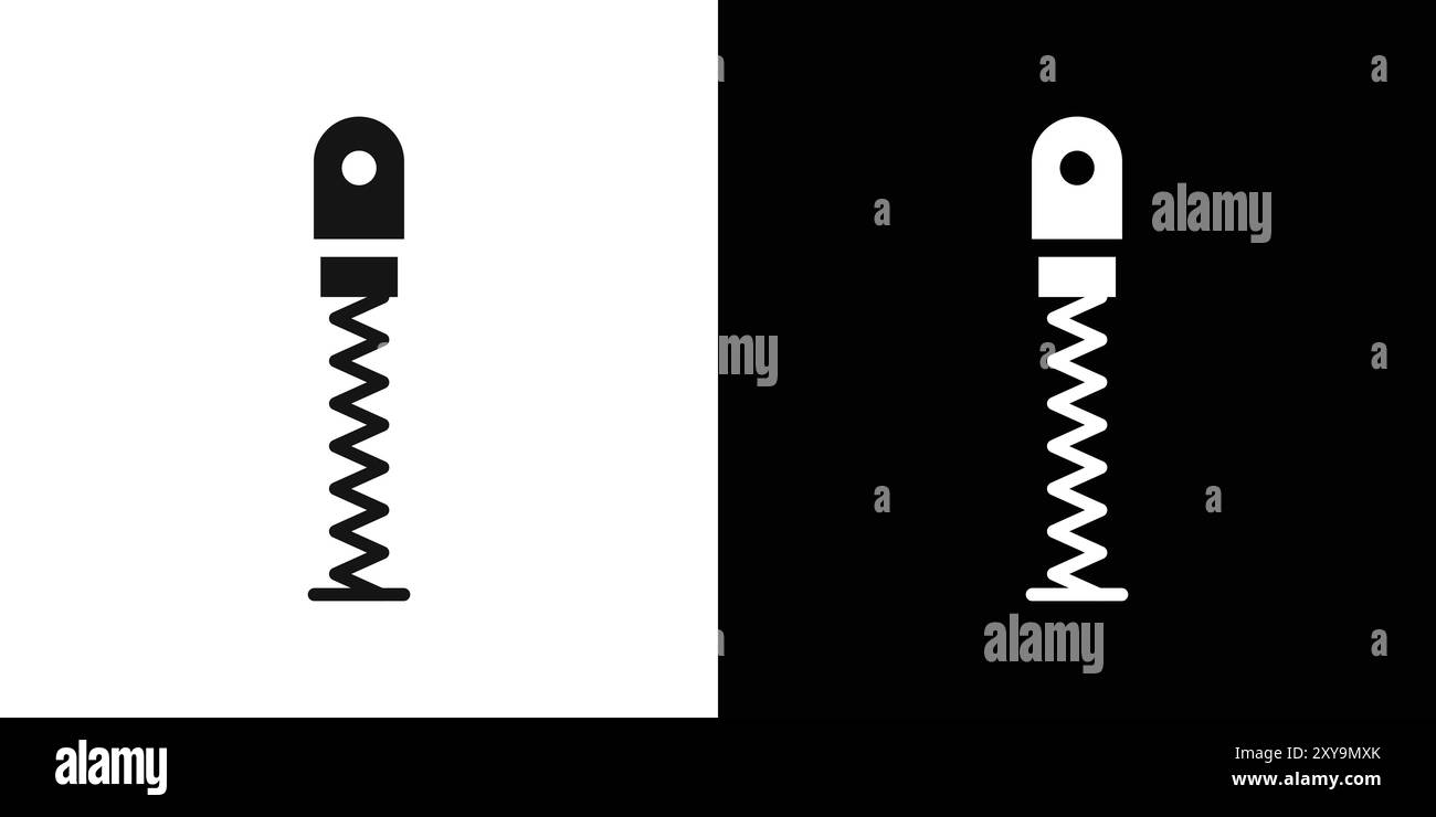 Zipper icon logo sign vector outline in black and white color Stock ...