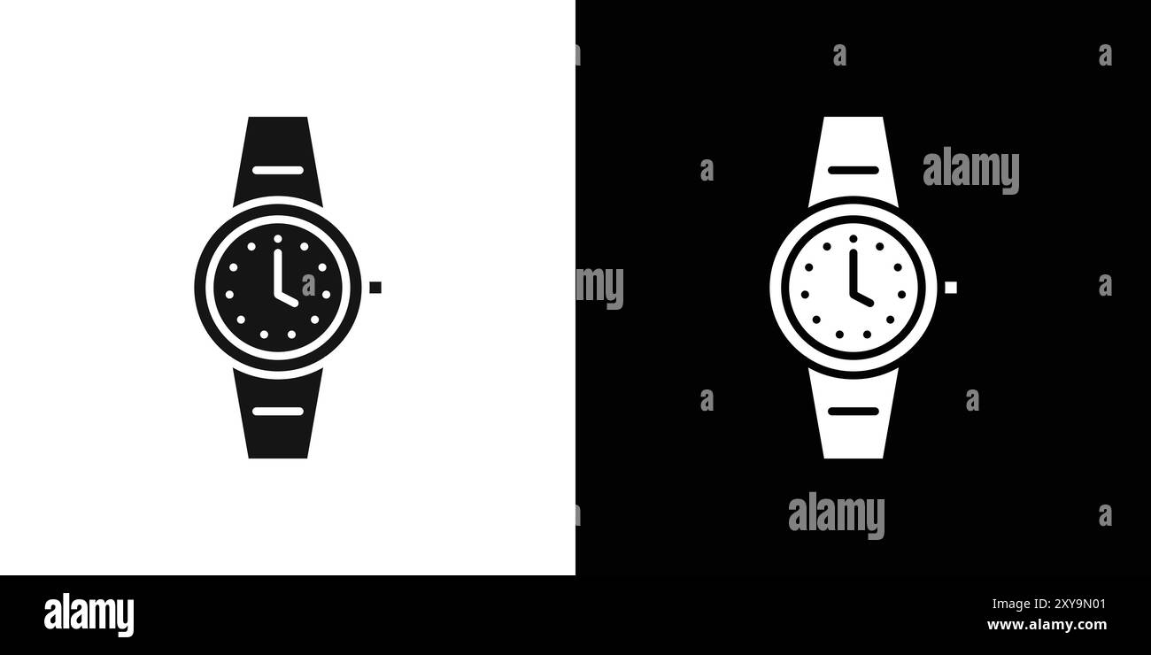 Wristwatch icon logo sign vector outline in black and white color Stock ...