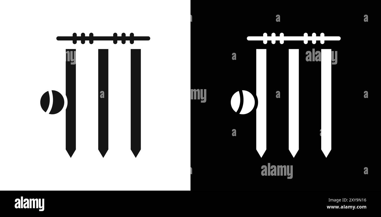 Wicket Stump icon logo sign vector outline in black and white color ...