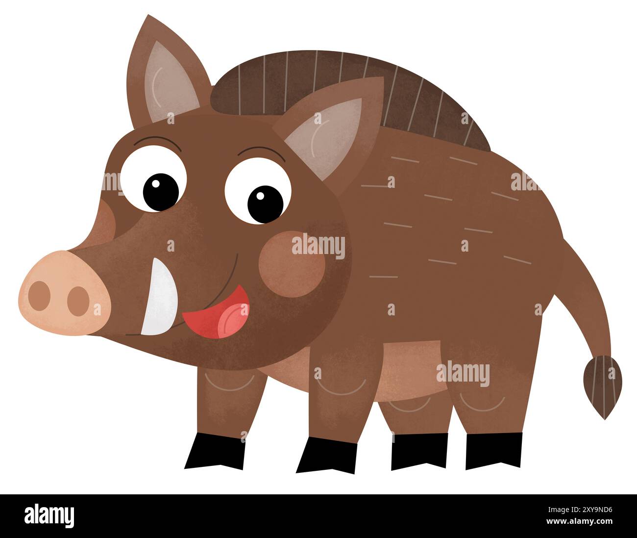 cartoon scene with cheerful boar on the white background illustration ...