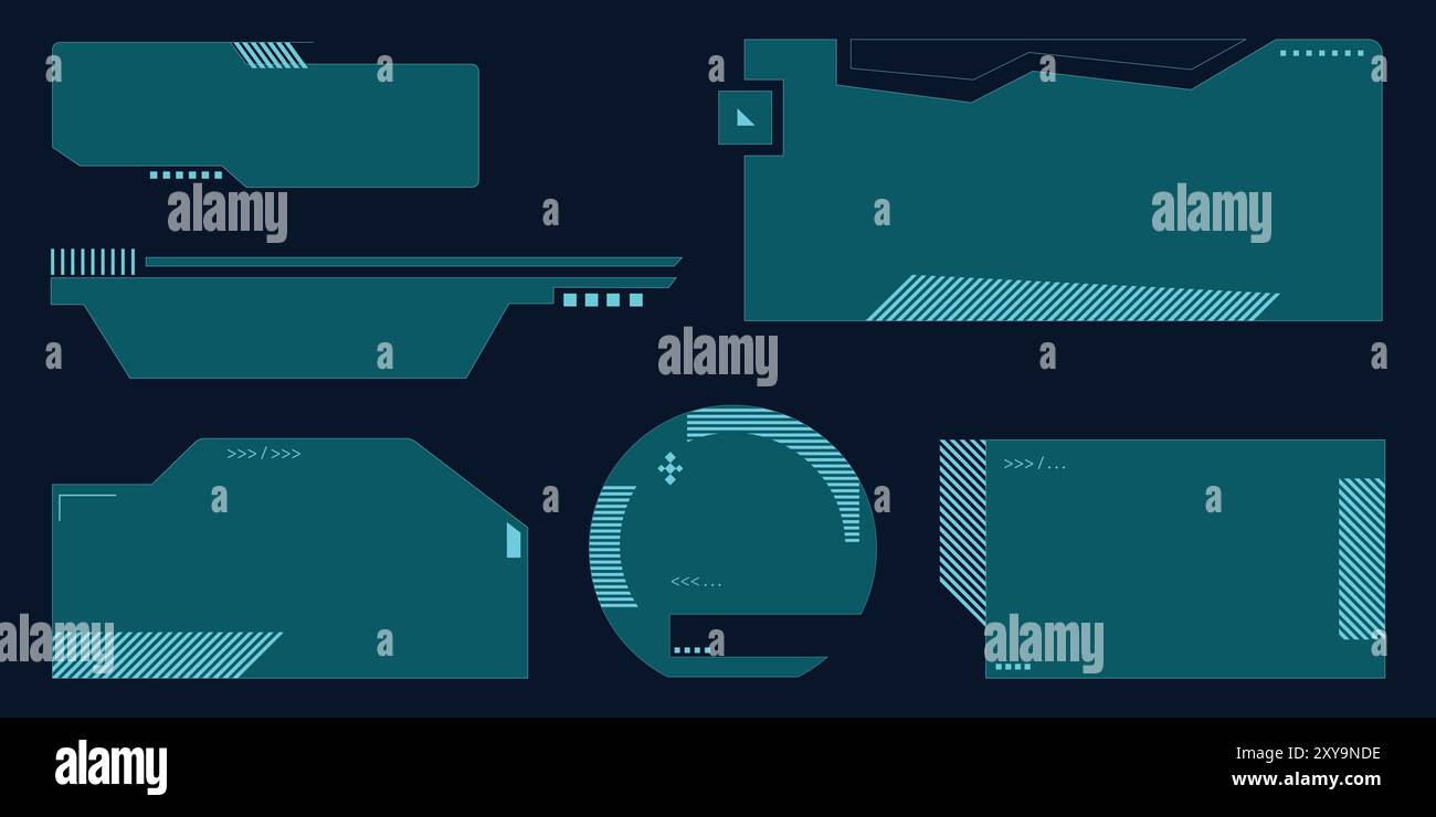 Futuristic digital interface. Abstract tech UI elements, modern sci-fi tech geometric dashboard ...