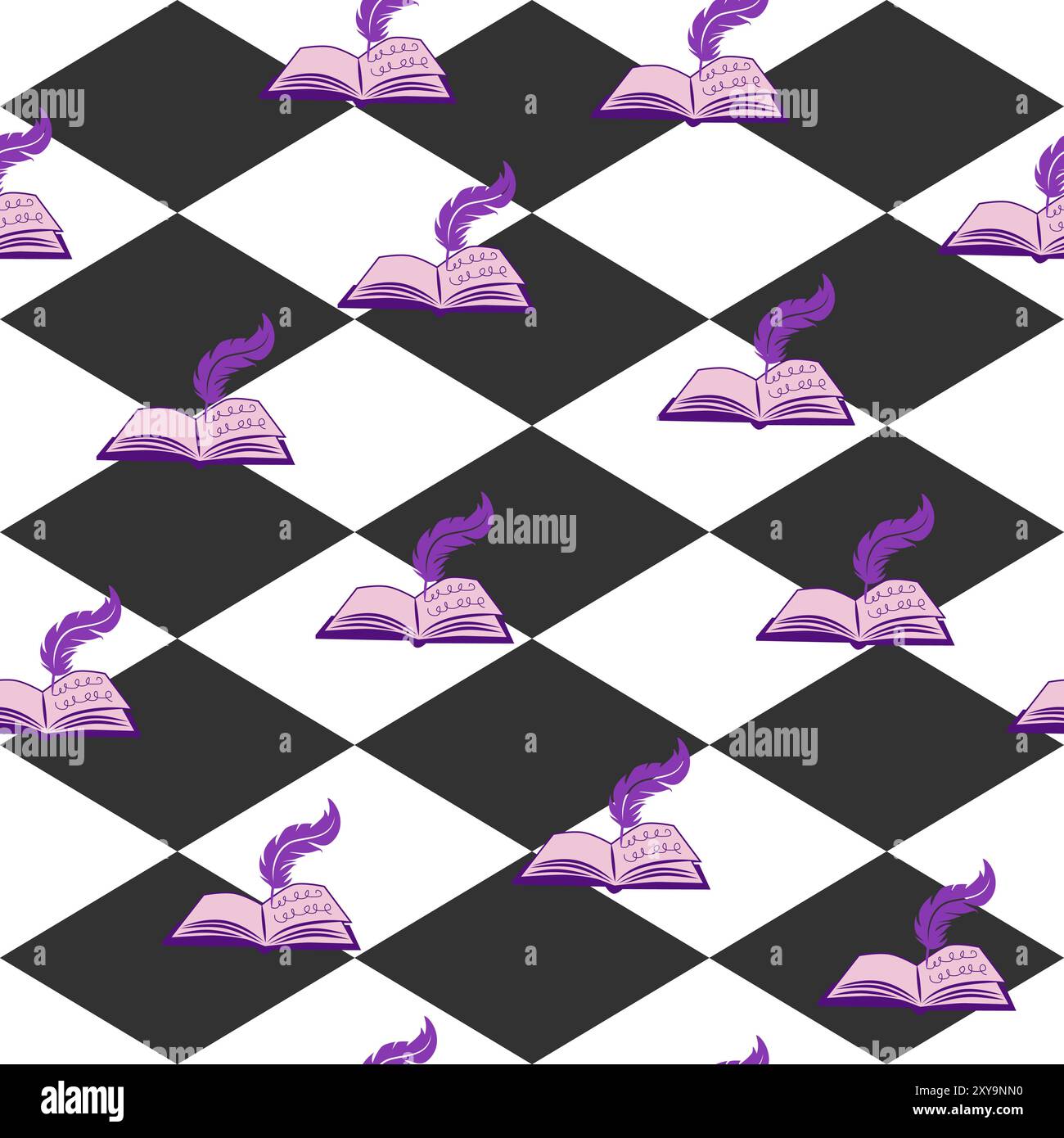 Alice in Wonderland seamless pattern. Book with feather Stock Vector ...
