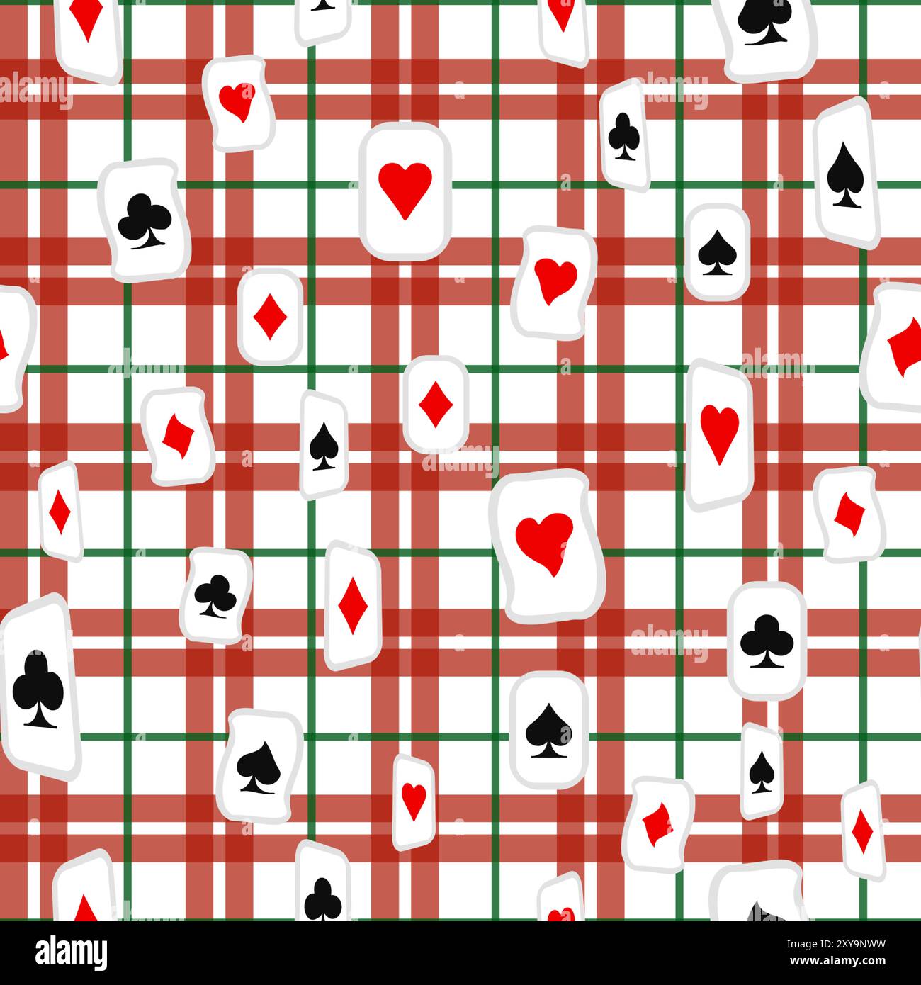 Red, black, golden suits of playing cards seamless pattern. Spades ...