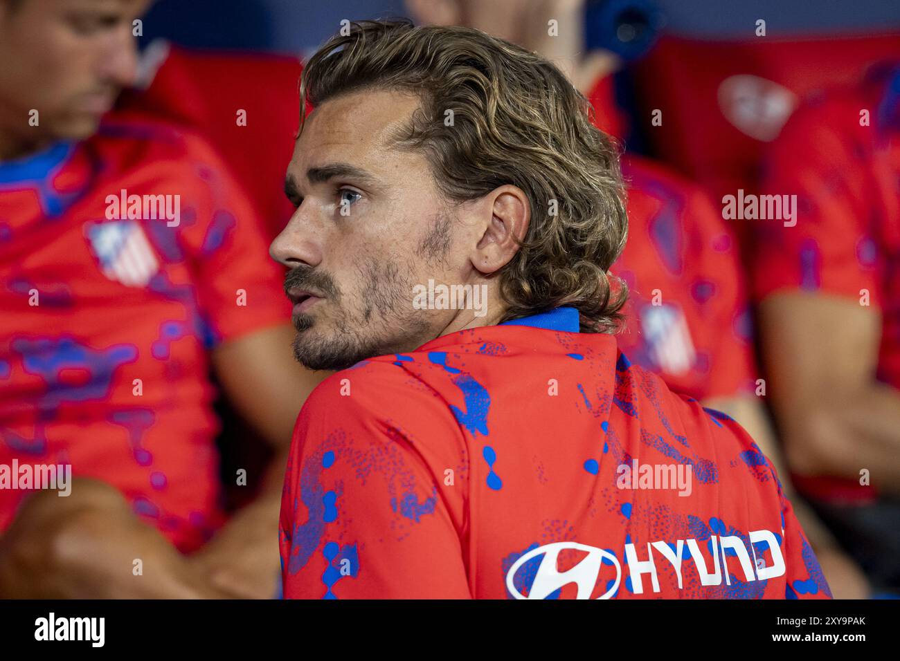 Antoine Griezmann of Atletico de Madrid seen sitting in the bench ...
