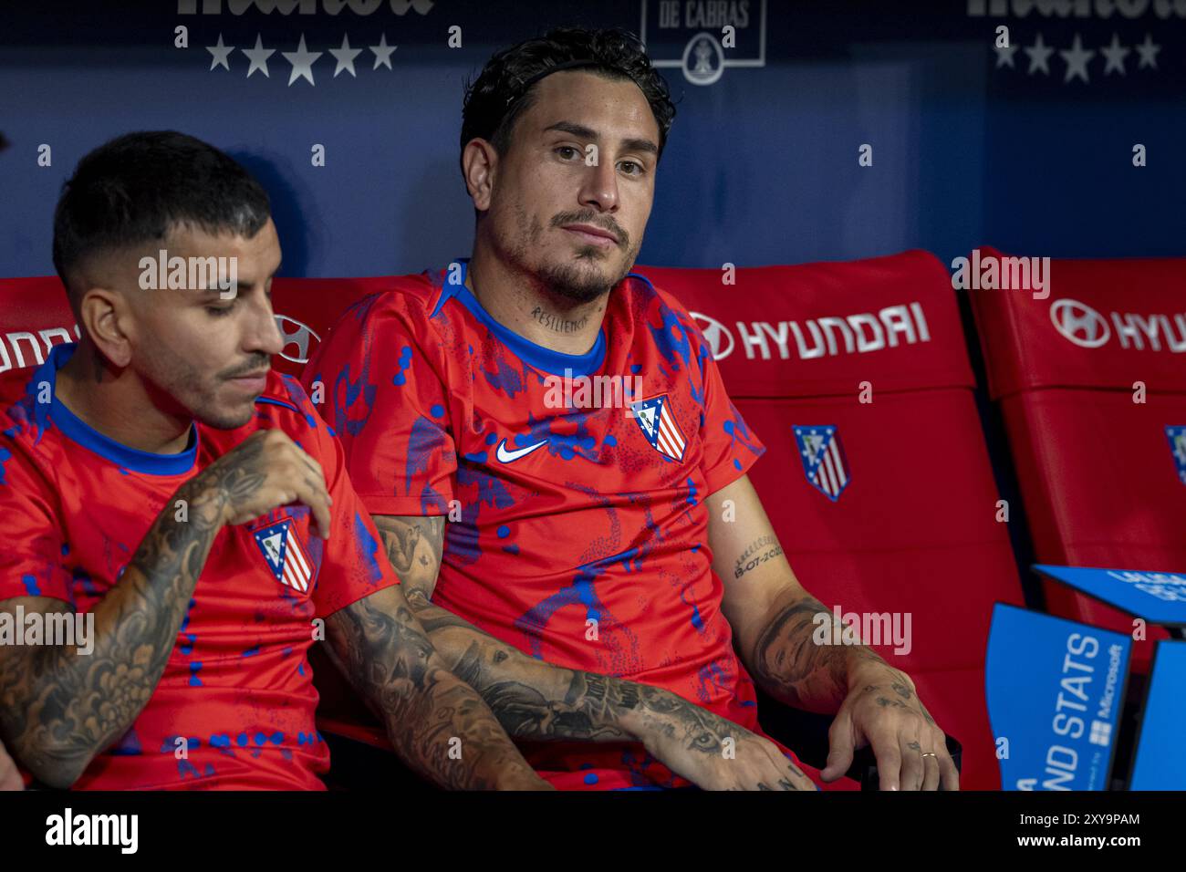 Jose Gimenez of Atletico de Madrid seen sitting in the bench during the ...