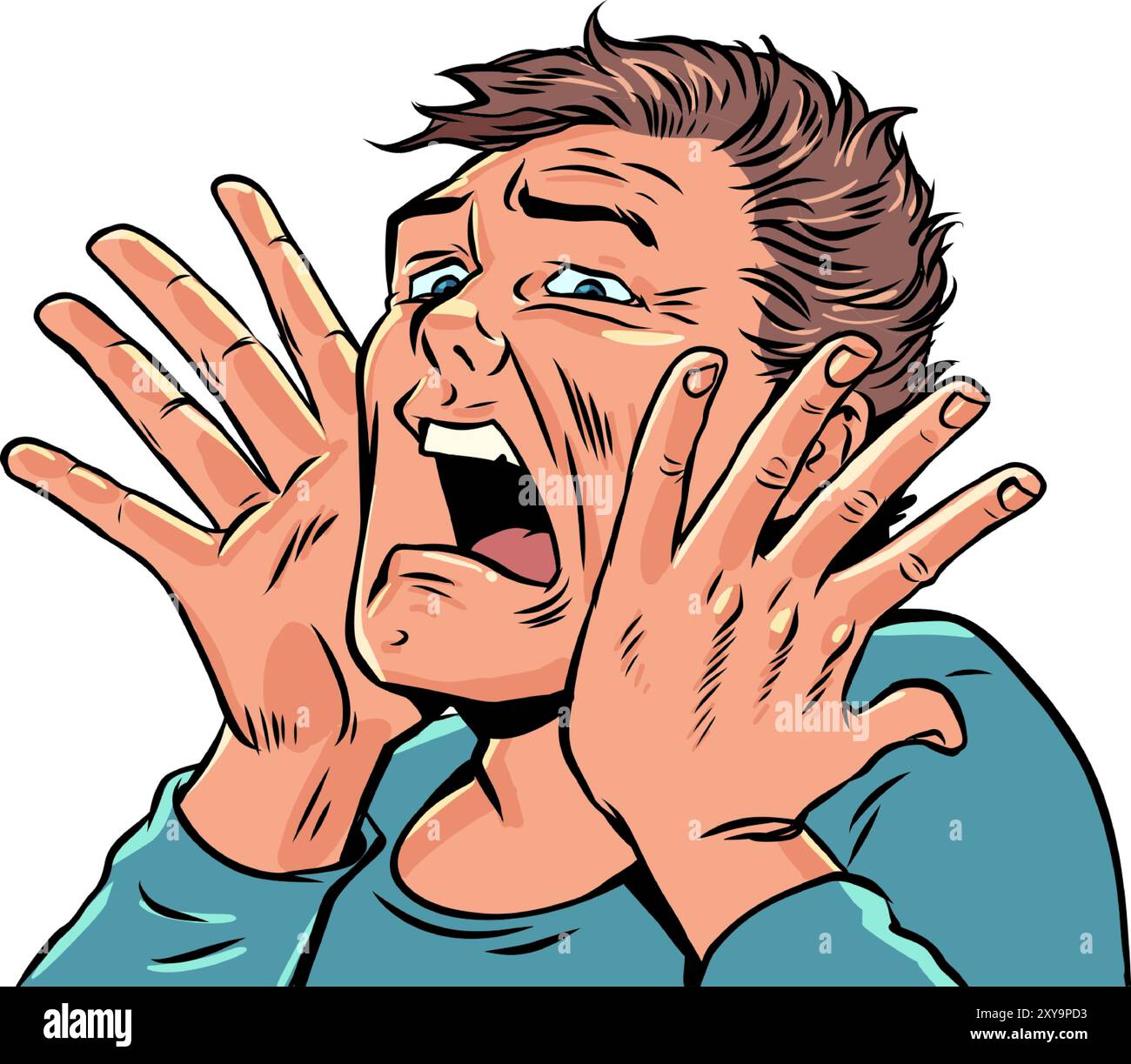 Portrait surprised man screams Stock Vector Images - Alamy