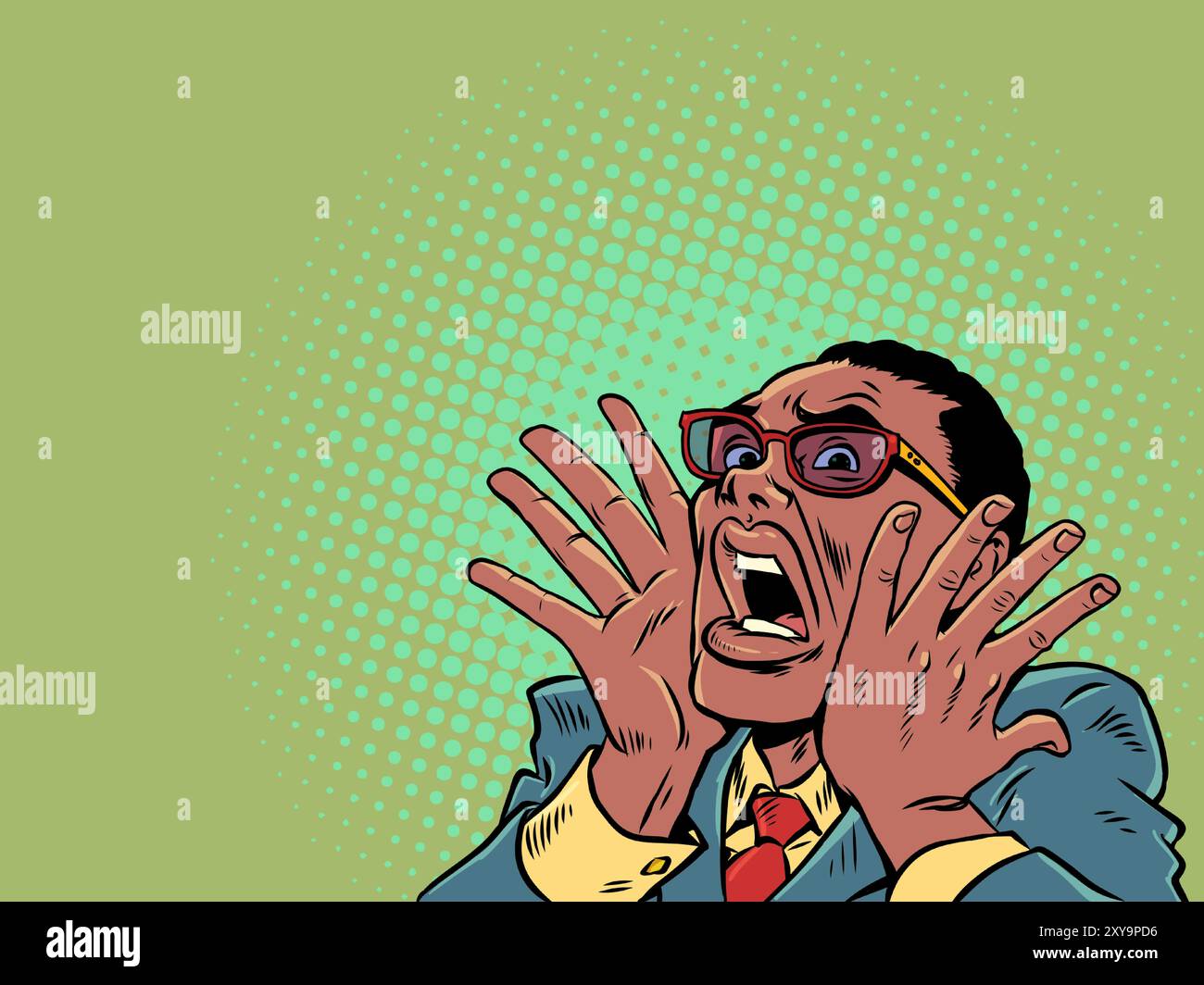 Portrait surprised man screams Stock Vector Images - Alamy