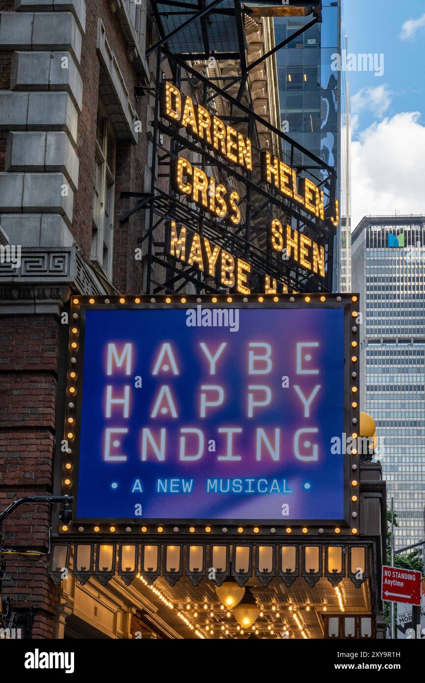 Belasco Theatre Marquee Featuring "Maybe Happy Ending' ", New York City, USA 2024 Stock Photo ...