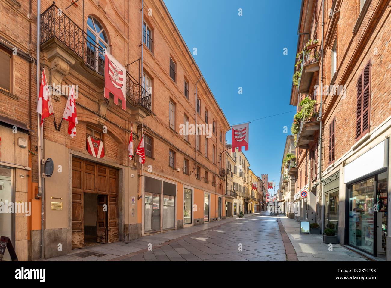 Asti, Italy - August 20, 2024: View of the pedestrian area of Via ...