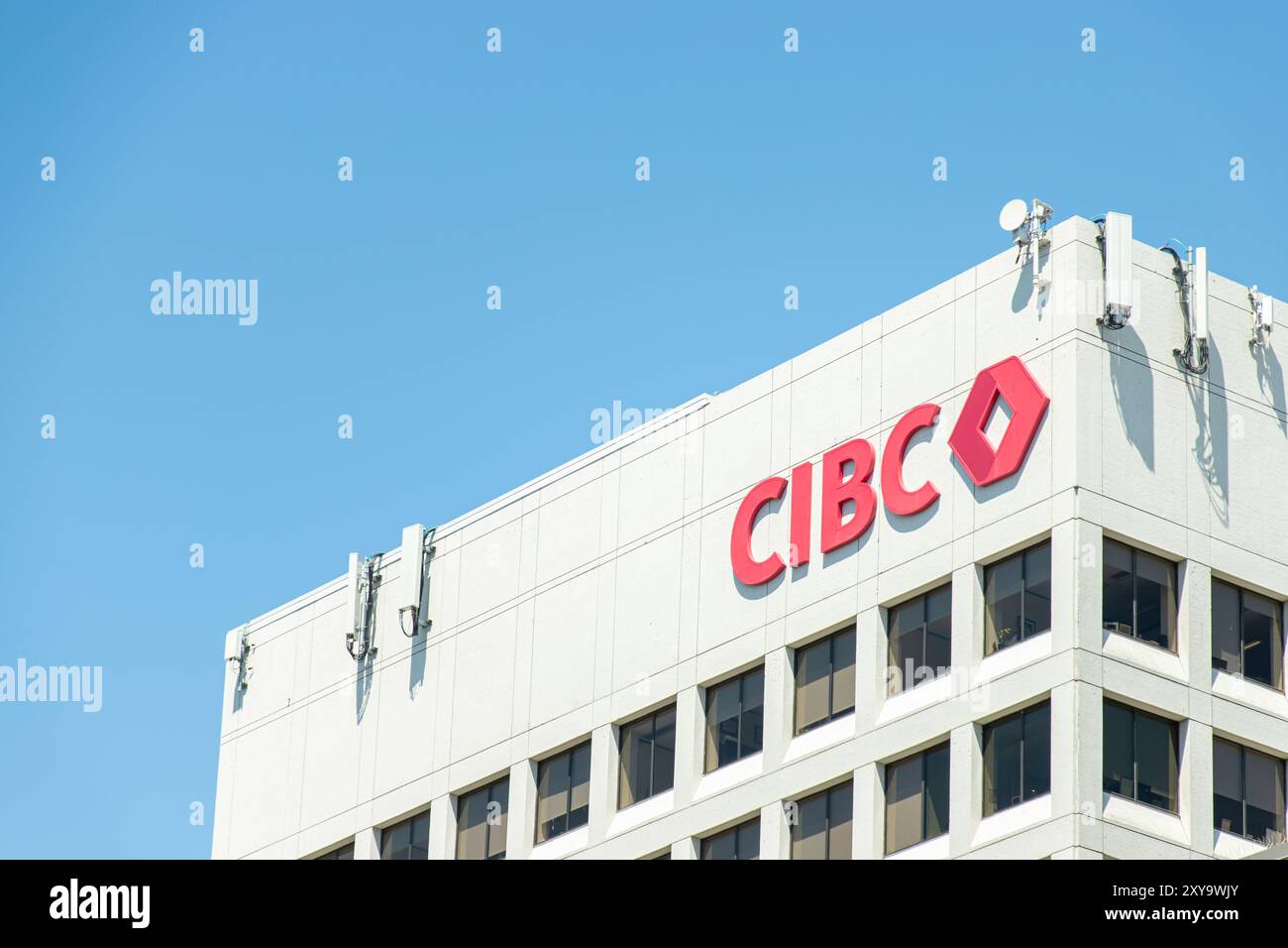 A building sign of CIBC seen in a sunny day. CIBC, stands for the ...
