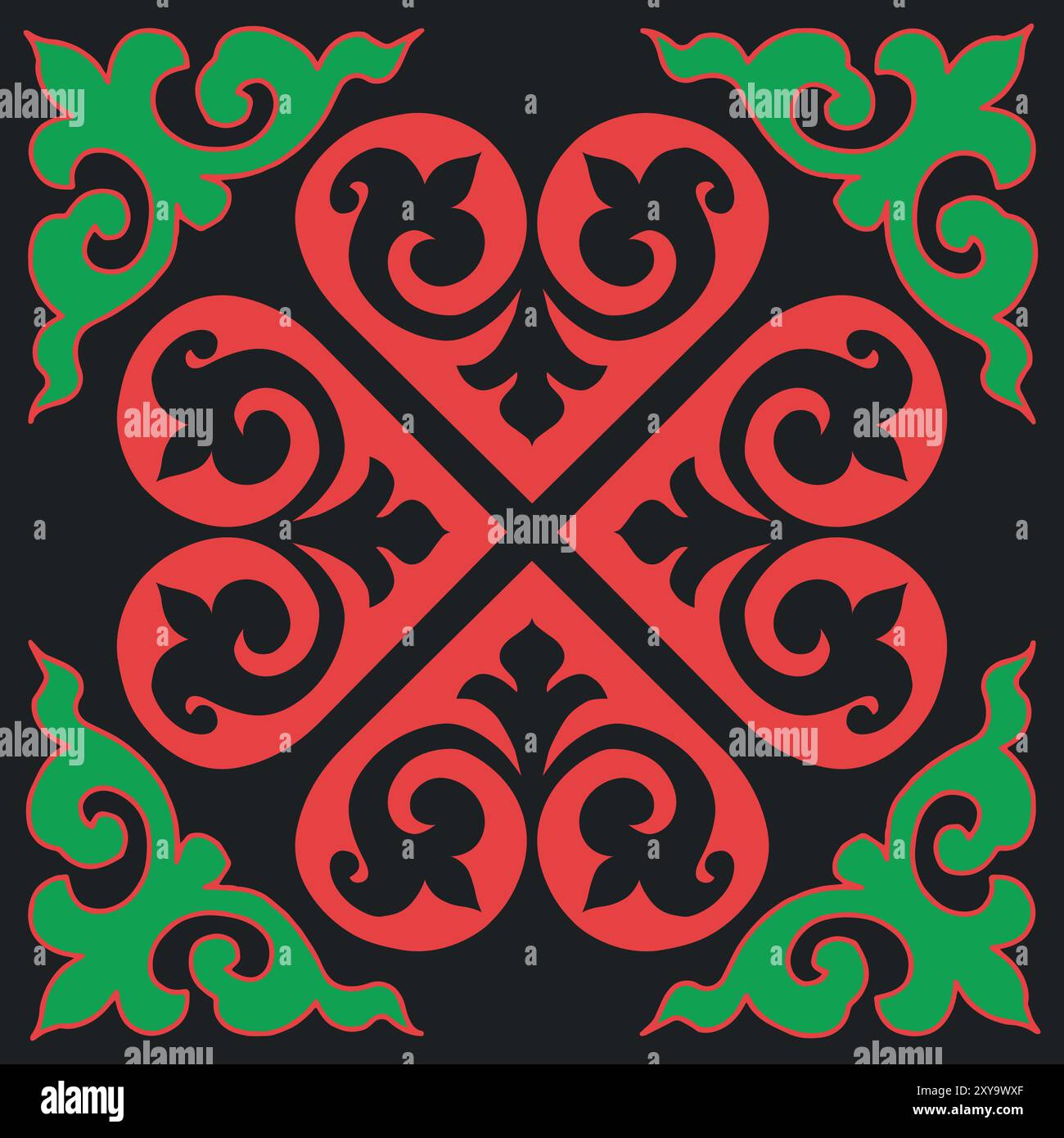 Real Tatar seamless pattern. Islamic tulip, floral geometry. Culture of ...