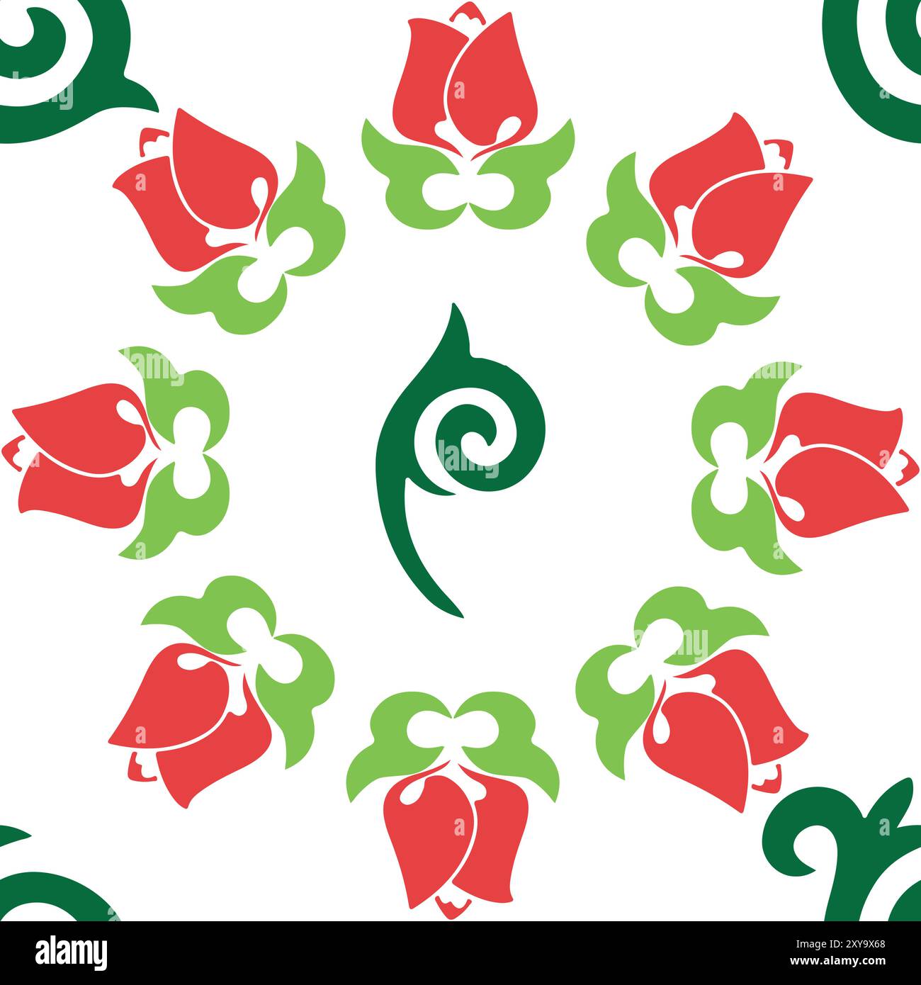 Floral pattern Tatar Native Ornamental border with tulips. Culture of ...