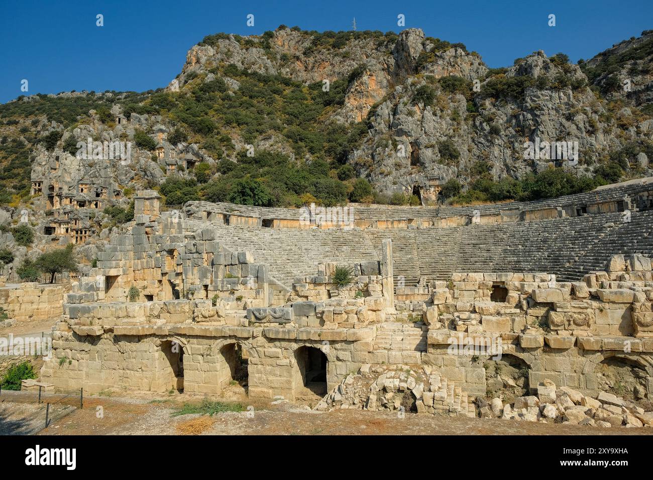 Demre, Turkey - August 24, 2024: Theatre in the ruins of Myra Ancient ...
