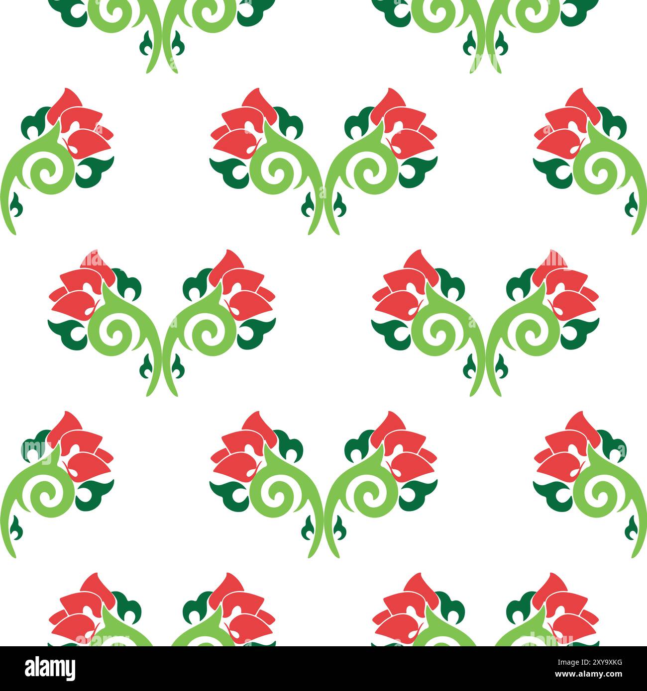 Floral pattern Tatar Native Ornamental border with tulips. Culture of ...
