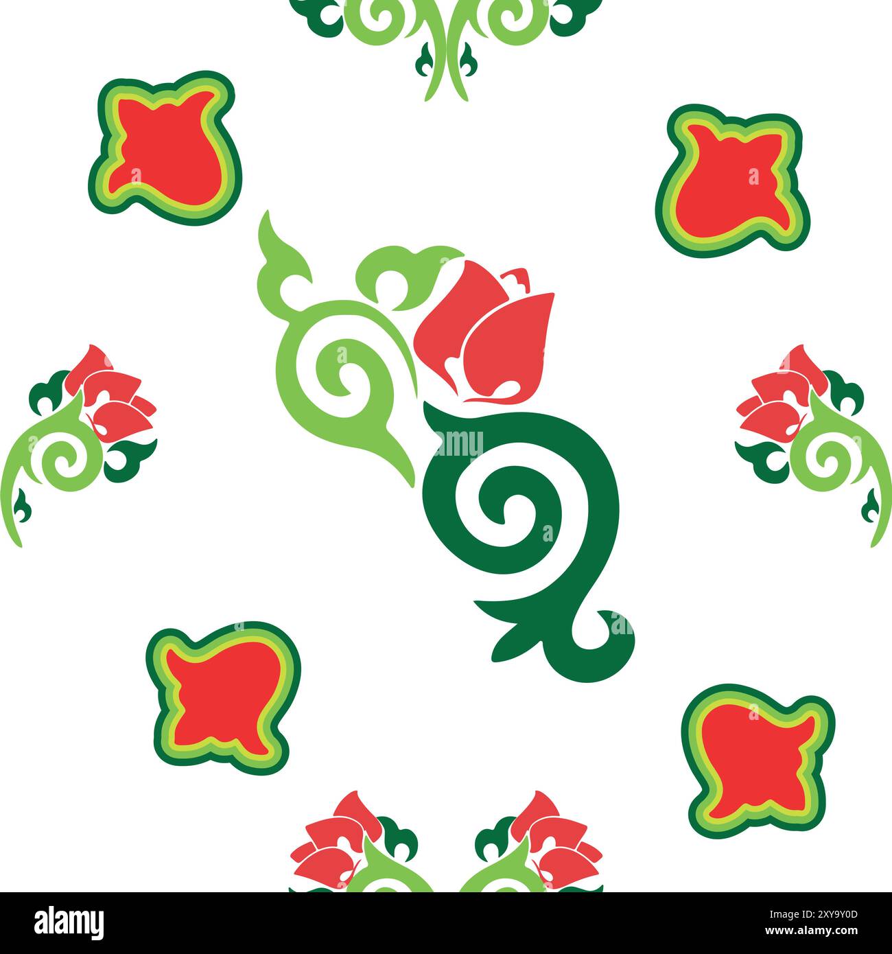Floral pattern Tatar Native Ornamental border with tulips. Culture of ...