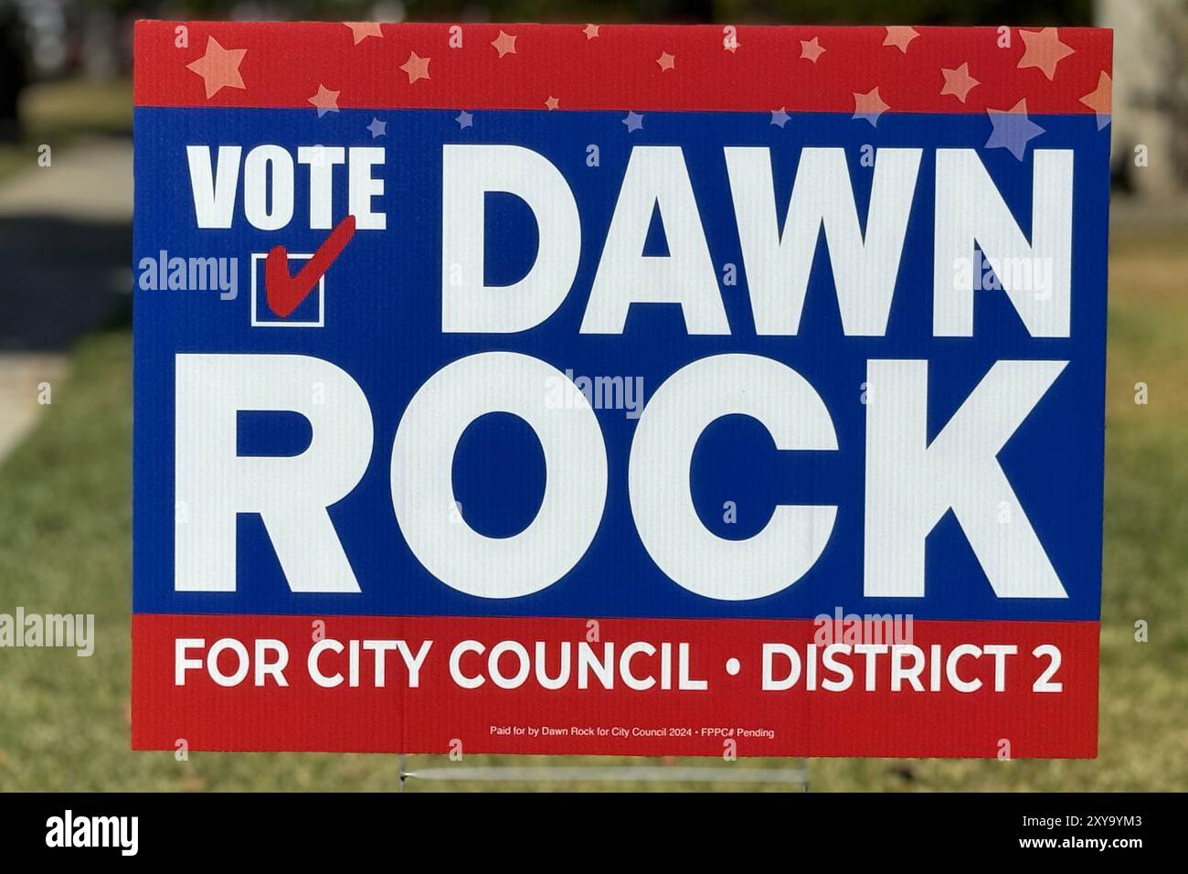 A campaign sign endorsing Dawn Rock for Monterey Park City Council ...