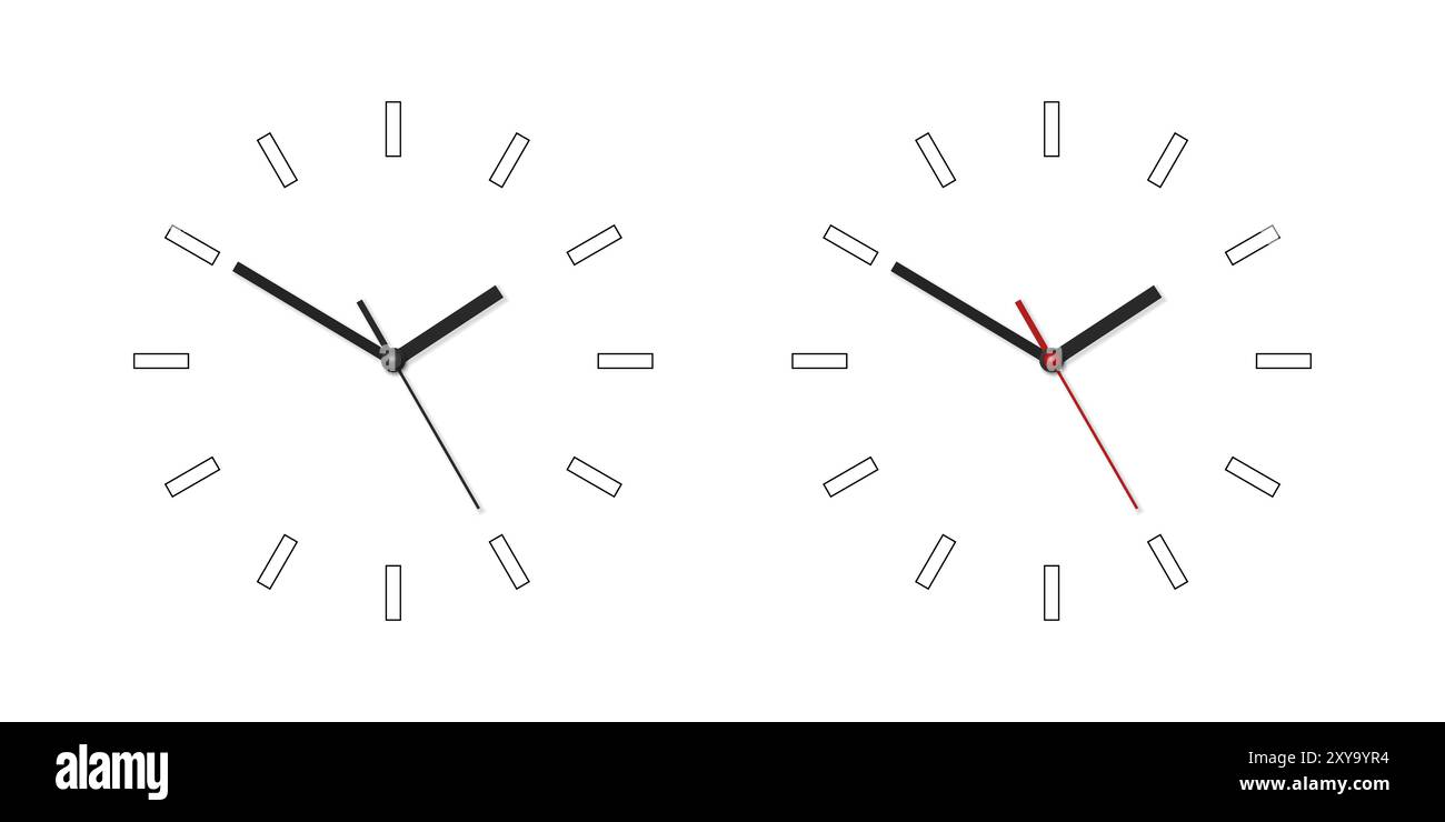Vector 3d Realistic Wall Office Clock Face Set. White and Black Dial ...