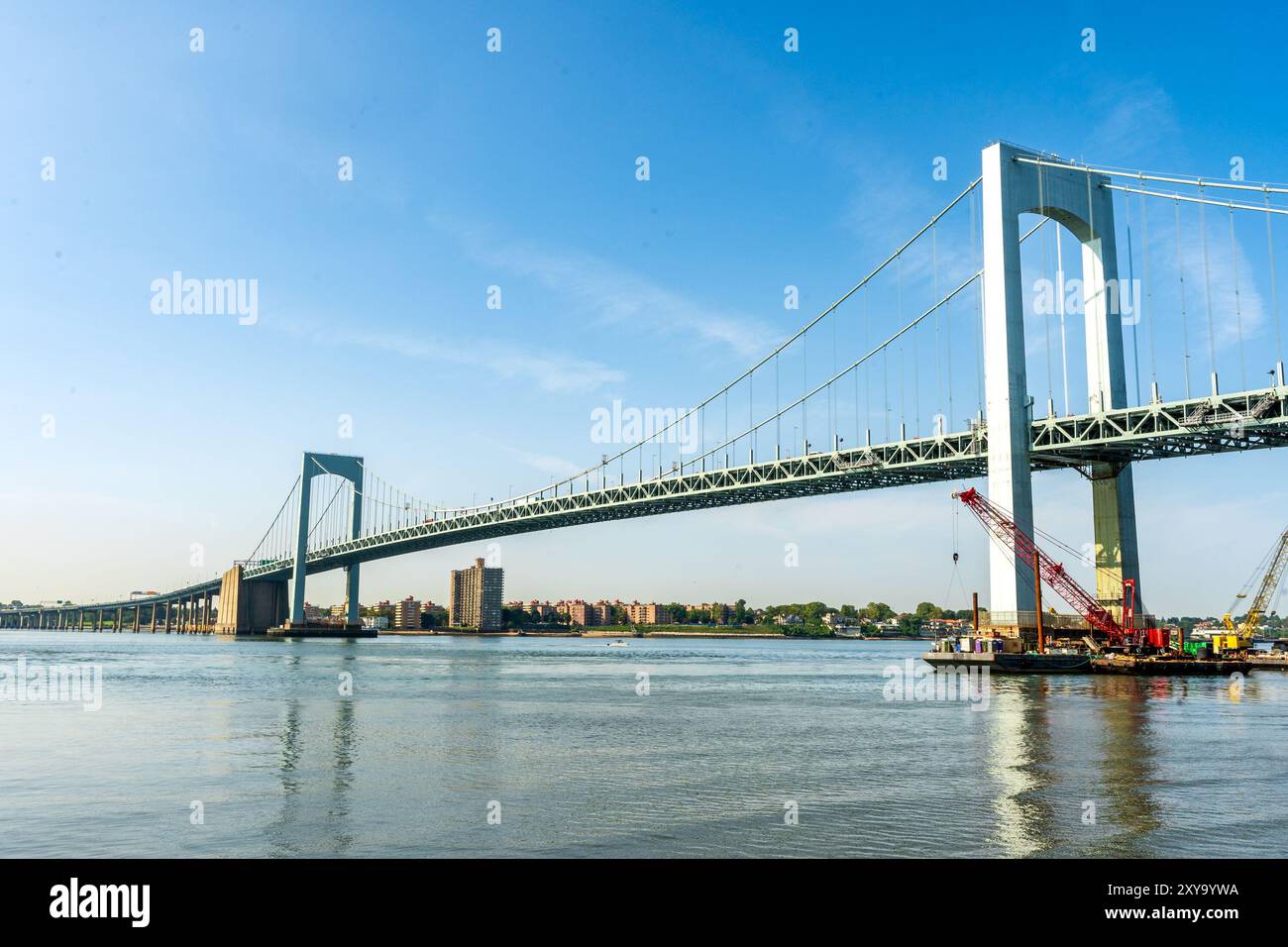 Bronx, NY - US - Aug 24, 2024 The Throgs Neck Bridge, a majestic ...