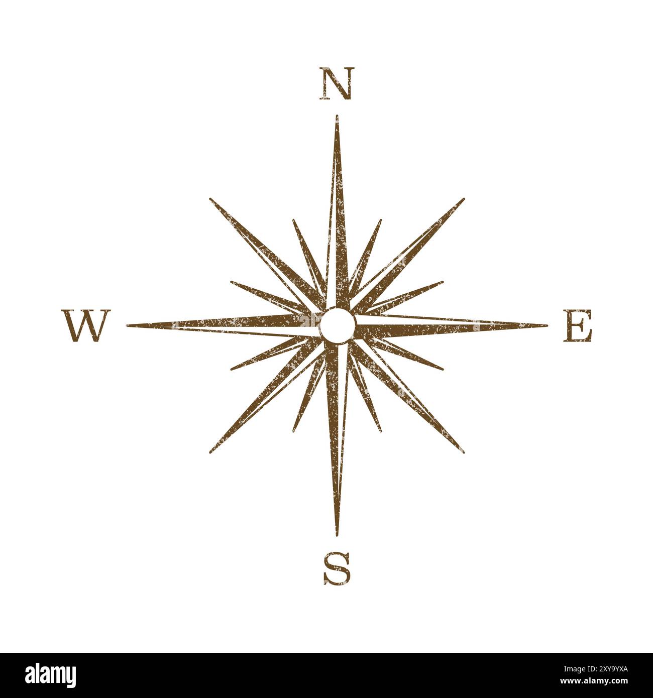 Vector Vintage Wind Rose Symbol, Compass Icon Closeup, Isolated Stock ...