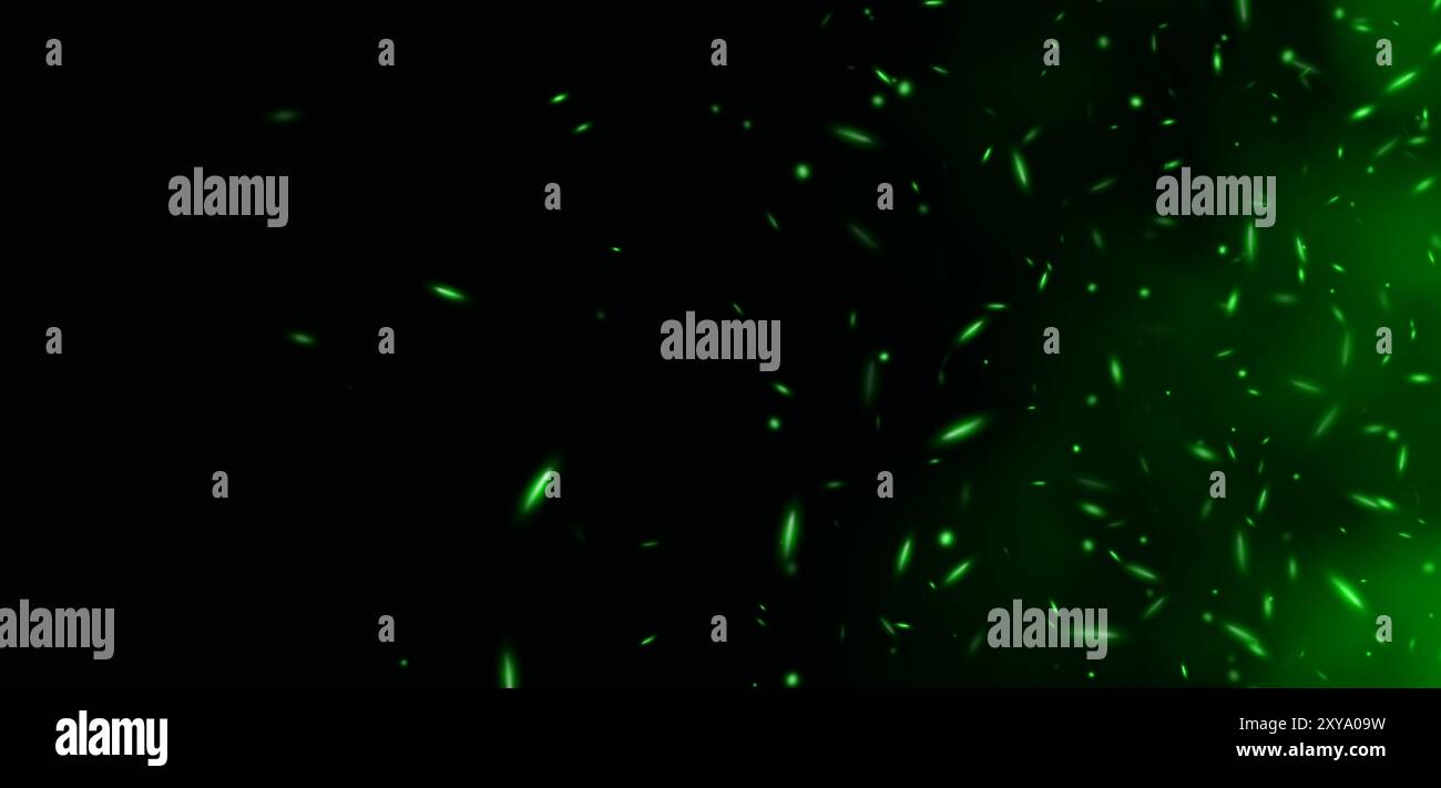 Green flame with sparks, fire with flying cinder, abstract glowing ...