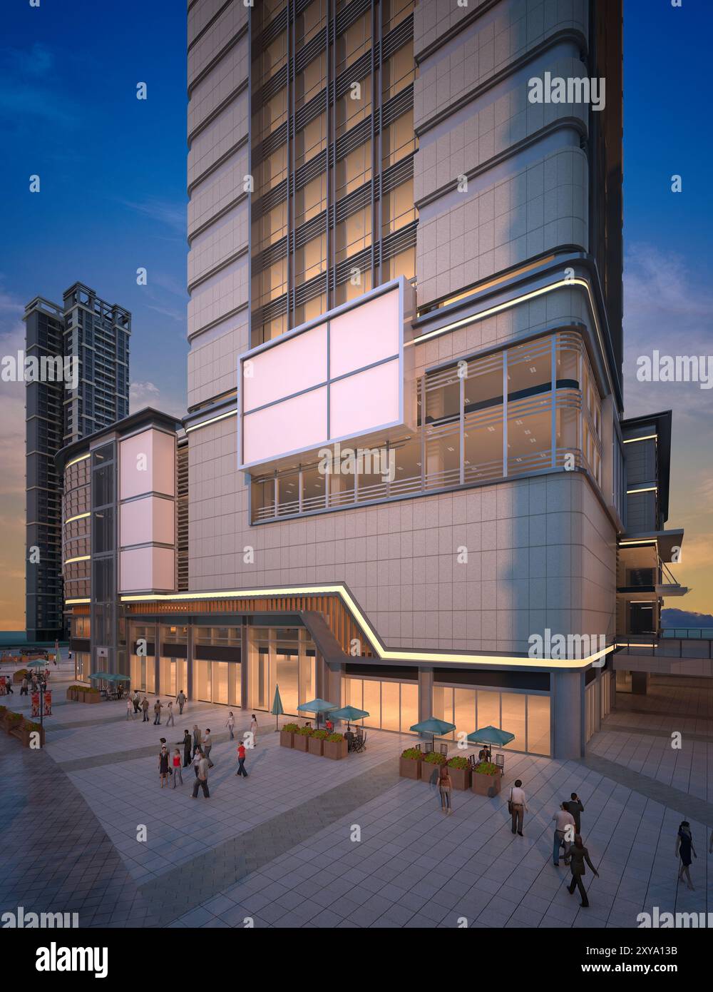 3d render of skyscrapers at sunset Stock Photo - Alamy