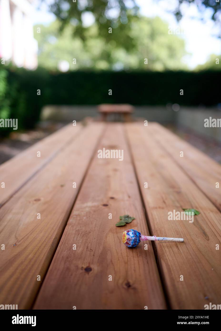 23 aug 2024 - london uk : single Sweet / candy / chupa chups on a empty ...