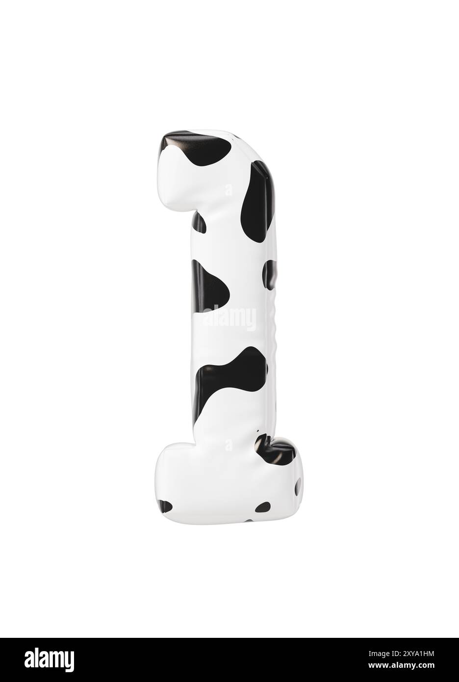 Soft balloon number with cow pattern styles, 3d rendering. 3D ...