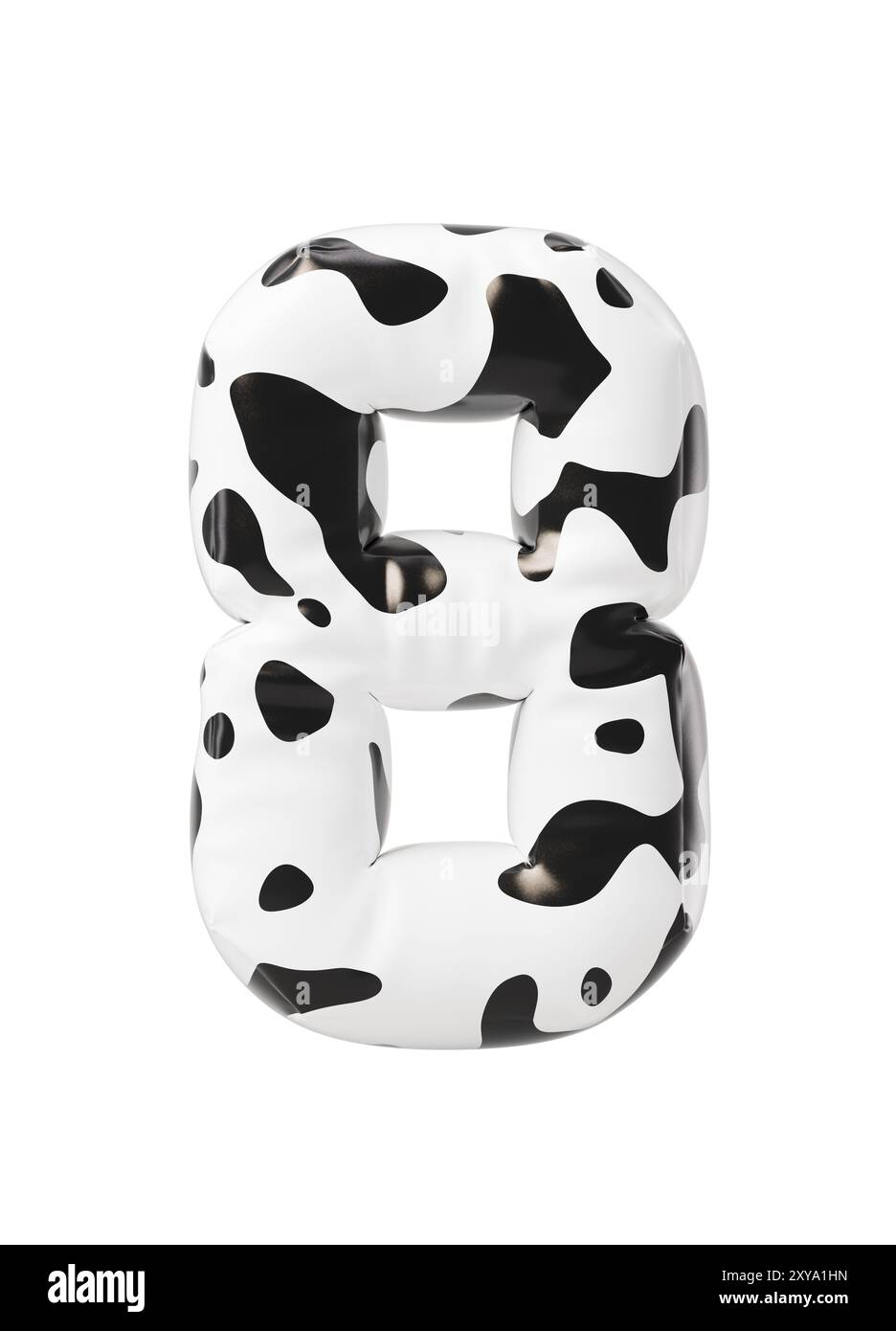 Soft balloon number with cow pattern styles, 3d rendering. 3D ...