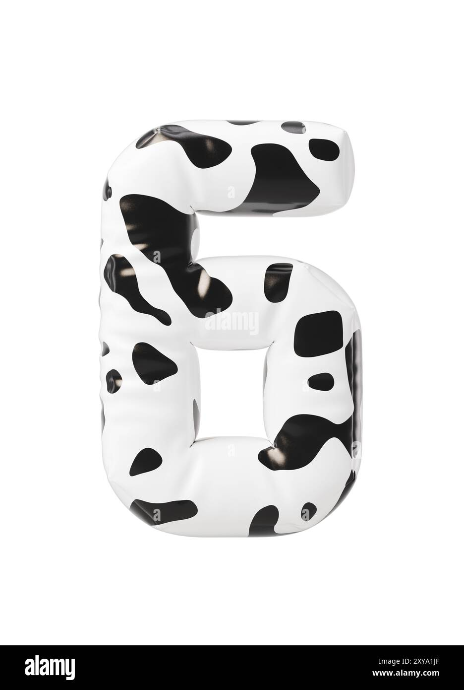 Soft balloon number with cow pattern styles, 3d rendering. 3D ...