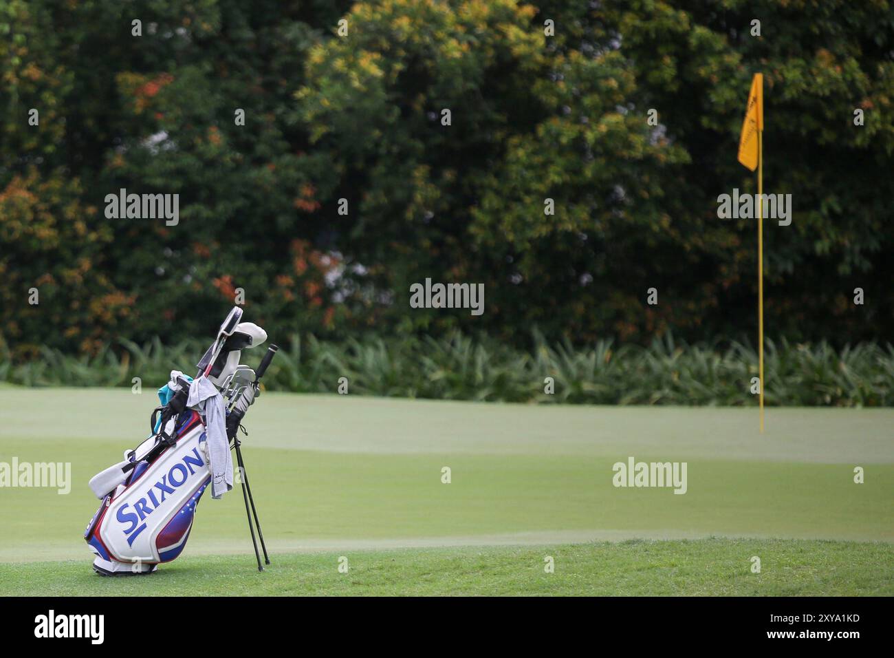 Kuala Lumpur, Malaysia. 28th Aug, 2024. A golf bag and flag pole seen ...
