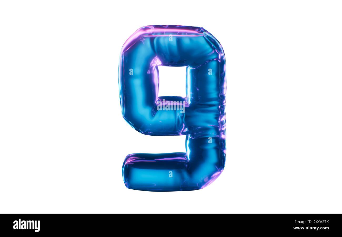 Soft balloon numbers with neon styles, 3d rendering. 3D illustration ...